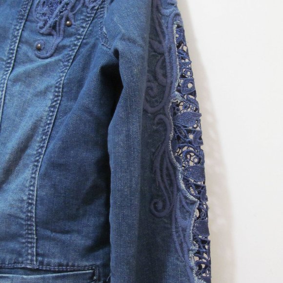 Reba | Jackets & Coats | Reba Jean Jacket W Lace Accents | Poshmark
